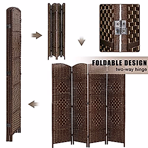 Room Divider Folding Privacy Divider 6 Ft Indoor Wall Divider Portable Partition Wood Screen, Brown (4 Panel)