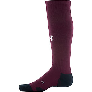 Under Armour Standard Team Over-The-Calf Socks, U771, 1-Pair, Maroon/Black/White, Medium