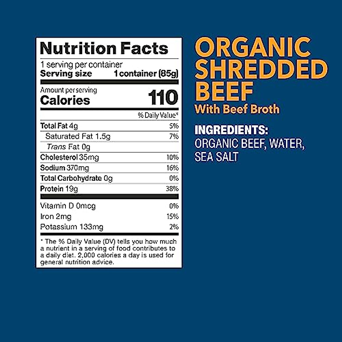 Wild Planet USDA Organic Shredded Beef with Beef Broth and Sea Salt, 3 oz Pouch (Pack of 24)