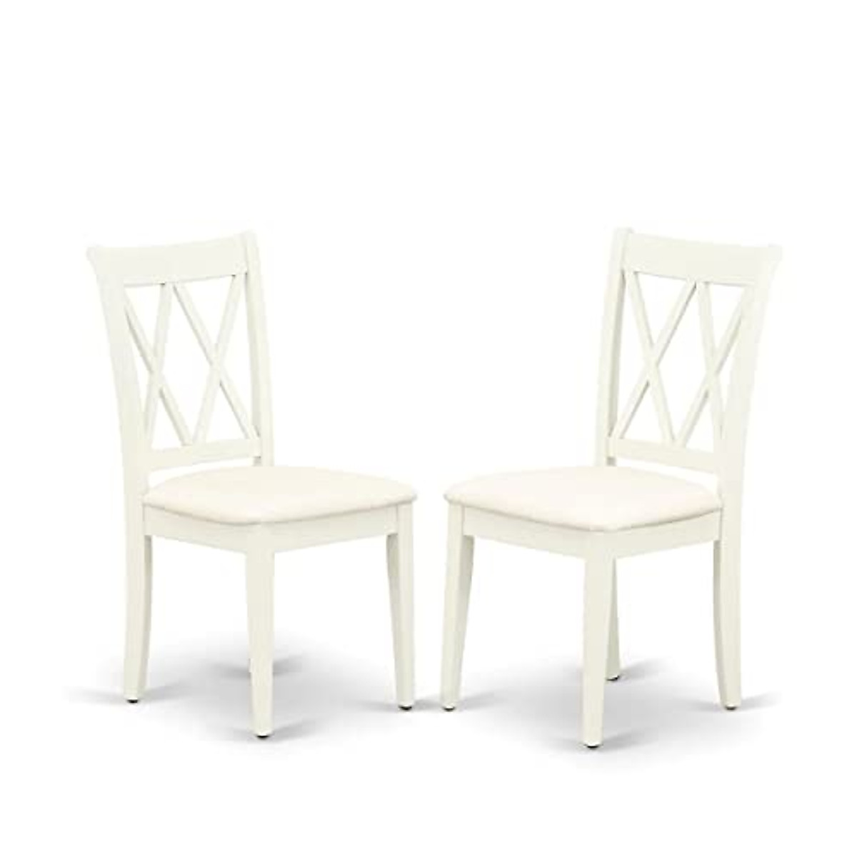 East-West Furniture AVCL7-LWH-C Dining Table Set- 6 Wonderful Wooden Chairs with Linen Fabric Seat - A Butterfly Leaf Pedestal Dining Table (Linen White Finish)