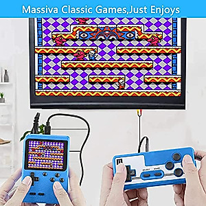 Tlsdosp Handheld Game Console, Portable Retro Video Game Console 500 Classic FC Games, Large Battery Capacity of 1020mAh, Support Rechargeable and Connect to TV for Two People to Play Together (Blue)