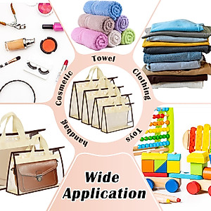 Cptoion 8 Pack Dust Bags for Handbags,Handbag Dust Bags,Clear Handbag Storage Organizer Dust Cover Bags for Closet Hanging,Clear Purse Storage Bag with Zipper Handle and Hooks,4 Sizes