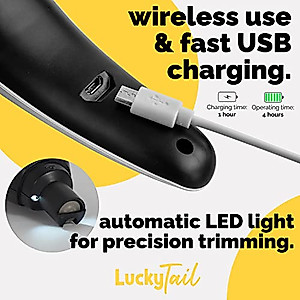 LuckyTail - Dog Nail Grinder - Small & Large Dogs - Whisper Quiet Operation (30- 50dB) - Powerful 2-Speed Motor - LED Light - Rechargeable - Pet Grooming Kit - Dog Nail Trimmers - Pet Nail Grinder