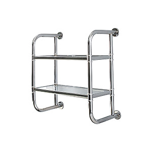 Organize It All 2 Tier Chrome Pipe Mounted Tempered Glass Bathroom Storage Shelf