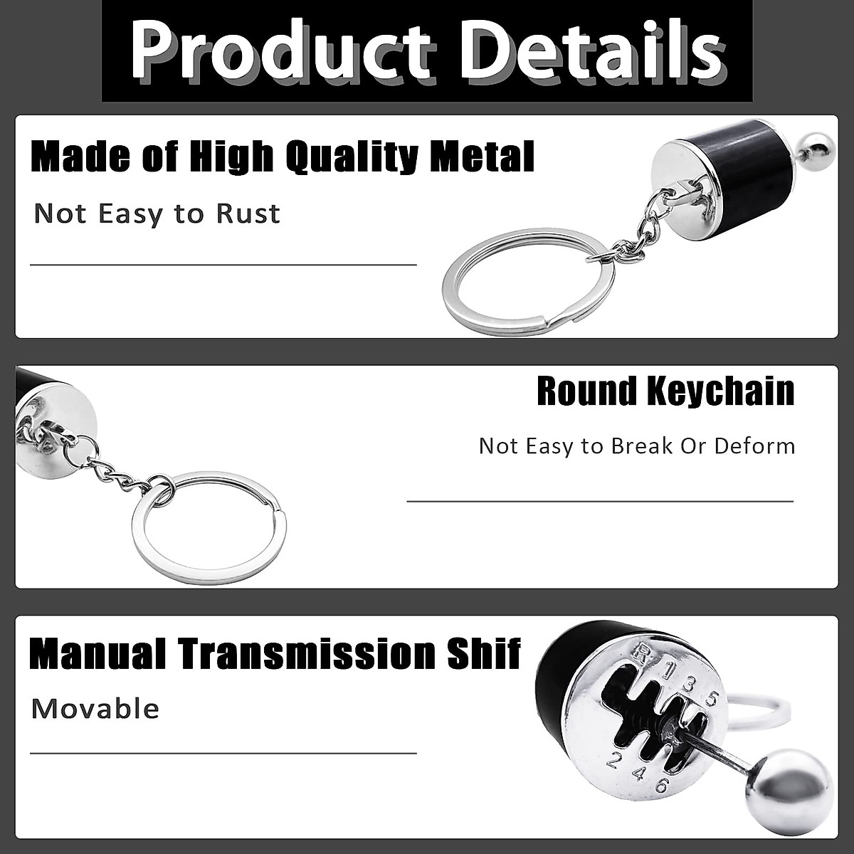 Auto Part Model Gearbox Keychain, Mini Gear Shift Stick Keyring, Cool Car Gear Shifter Keychain, Car Key Accessories (black)