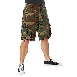 RothRothco Vintage Utility Cargo Shorts - High-Capacity Storage for Outdoor Essentials - Woodland Camo, L