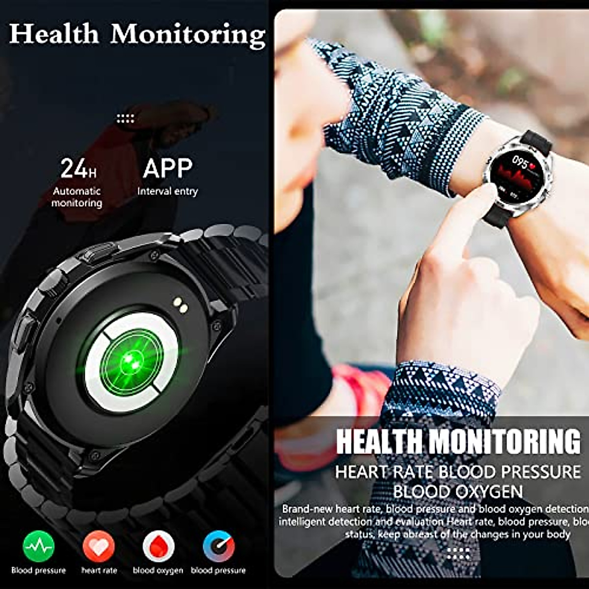 Smart Watches for Men Women(Answer/Make Calls), 1.32” Bluetooth Smartwatch for Android & iOS, Outdoor Activity Fitness Tracker with Heart Rate/BP/Sleep Monitor, IP68 Waterproof 100+Sport Modes Gift