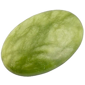 Rockcloud Oval Worry Stones,Palm Pocket Energy Stone,Healing Crystal with Velvet Bag,Green Jade