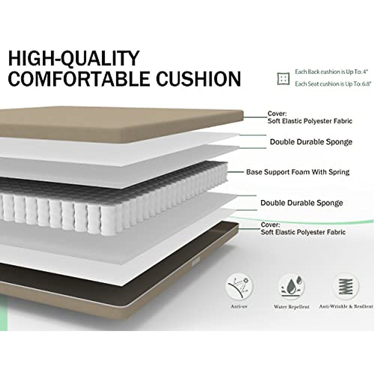 Domi Outdoor 4 pcs Patio Conversation Set, Metal Dining Table and Chairs Dining Set with Removable Beige Cushions for Garden Lawn Yard