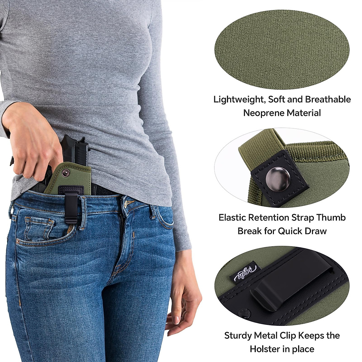 POYOLEE Gun Holster for Women Concealed Carry Holster for Pistols Universal IWB Holster Fits Glock 19 26 43 Springfie XD XDS S&W M&P Shield 9mm Ruge LC9 & All Similar Handguns