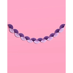 xo, Fetti Purple Paper Fan Garland - 6 Ft. | 3D Bachelorette Party Decorations, Cute Tissue Birthday Party Supplies, HBD, Hanging Photo Booth Backdrop, Girl Baby Shower Banner, Bridal Shower Decor