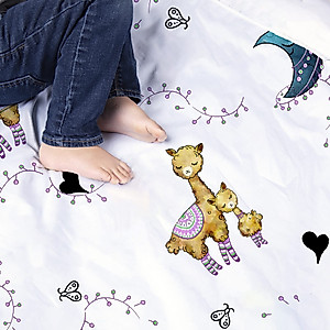 JumpOff Jo - Toddler Nap Mat - Sleeping Bag for Kids with Removable Pillow and Ultra Soft Blanket for Preschool, Daycare, and Sleepovers - Llama & Mama