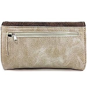 Zelris Turquoise Stone Cross Western Women Conceal Carry Tote Handbag Purse Set (Beige)