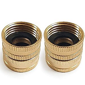 Twinkle Star 2 Pack 3/4" Brass Garden Hose Connector with Dual Swivel for Male Hose to Male Hose, Double Female