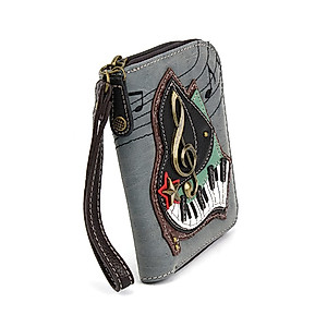 CHALA Handbags- Zip Around Wallet, Wristlet, 8 Credit Card Slots Sturdy Coin Purse for women (Piano Indigo)