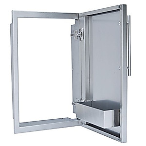 SUNSTONE DE-DVR15 Designer Series Raised Style Single Door with Shelf, 15", Stainless Steel