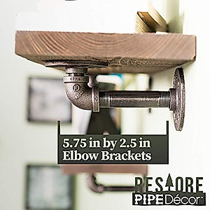 Industrial Pipe Wooden Shelves Restore by Pipe DÉCOR Premium Douglas Fir Wood Shelving 36 Inch Length Set of 2 Boards and 6 L Brackets Sunset Brown Finish