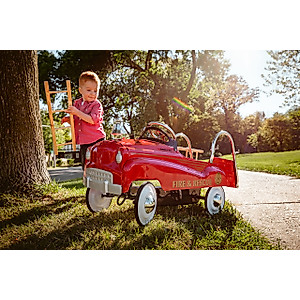 Kid Trax Toddler Classic Pedal Car, Kids 3-5 Years Old, Max Weight 60 lbs, Durable Steel, Fire Truck