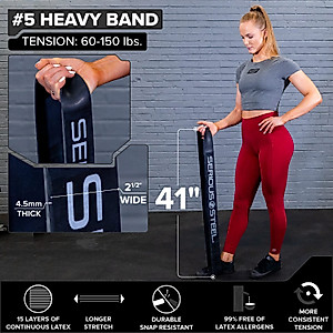SERIOUS STEEL FITNESS Assisted 41" Pull-Up Band, Resistance & Stretch Band, Powerlifting Band & Pull-up Assist Loop Band (#5 Black - Single Band)