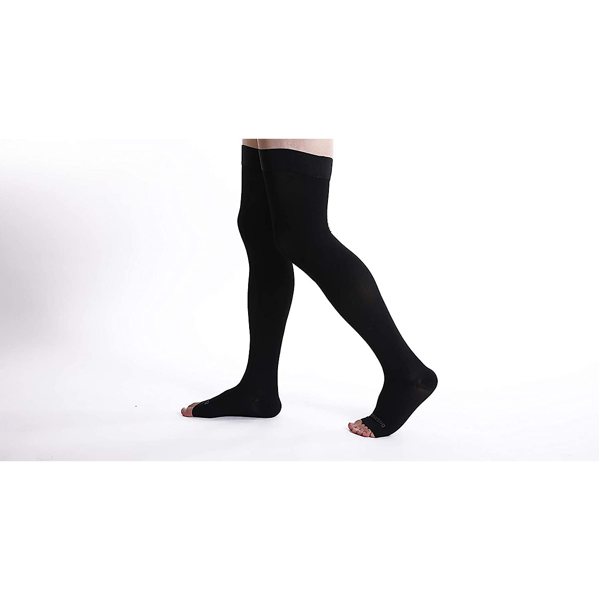Doc Miller Thigh High Open Toe Compression Stockings 20-30mmHg for Varicose Veins, Pregnancy Support Open Toe Thigh High Compression Socks for Women and Men - 1 Pair Black XX-Large