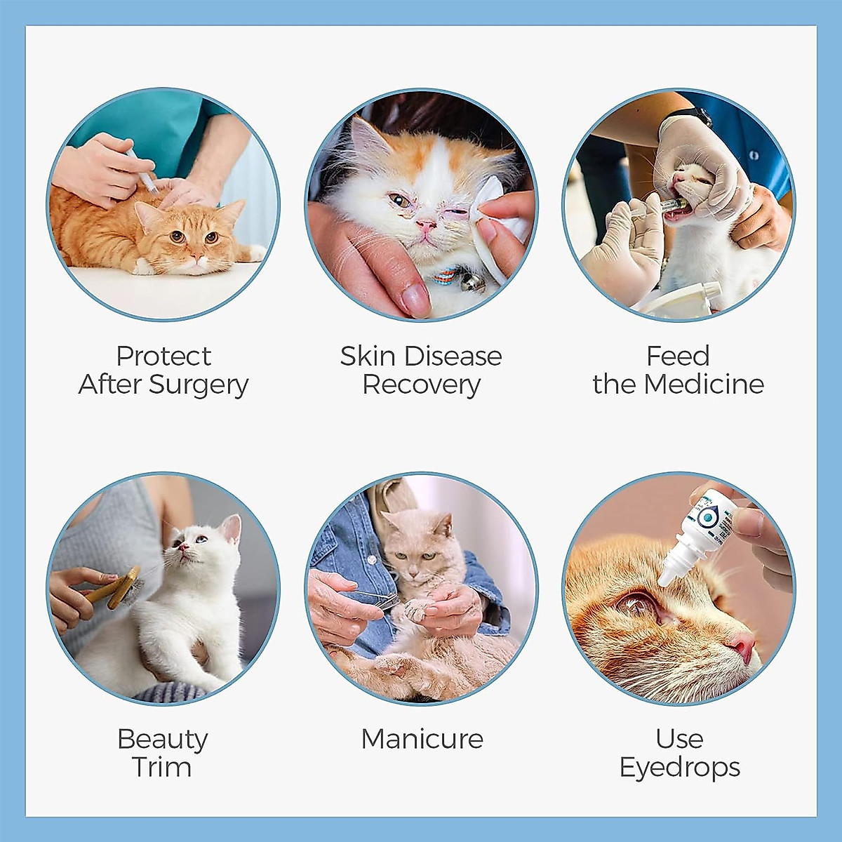 Cat Recovery Collar Soft,Adjustable Pet Cone Collar for After Surgery,Lightweight Elizabethan Collar for Cats Kitten Puppies Prevent from Licking (S)