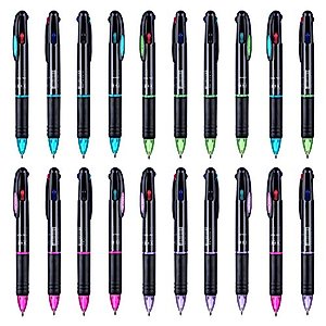 favide 20 Pack 0.7mm 4-in-1 Multicolor Ballpoint Pen，4-Color Retractable Ballpoint Pens for Office School Supplies Students Children Gift