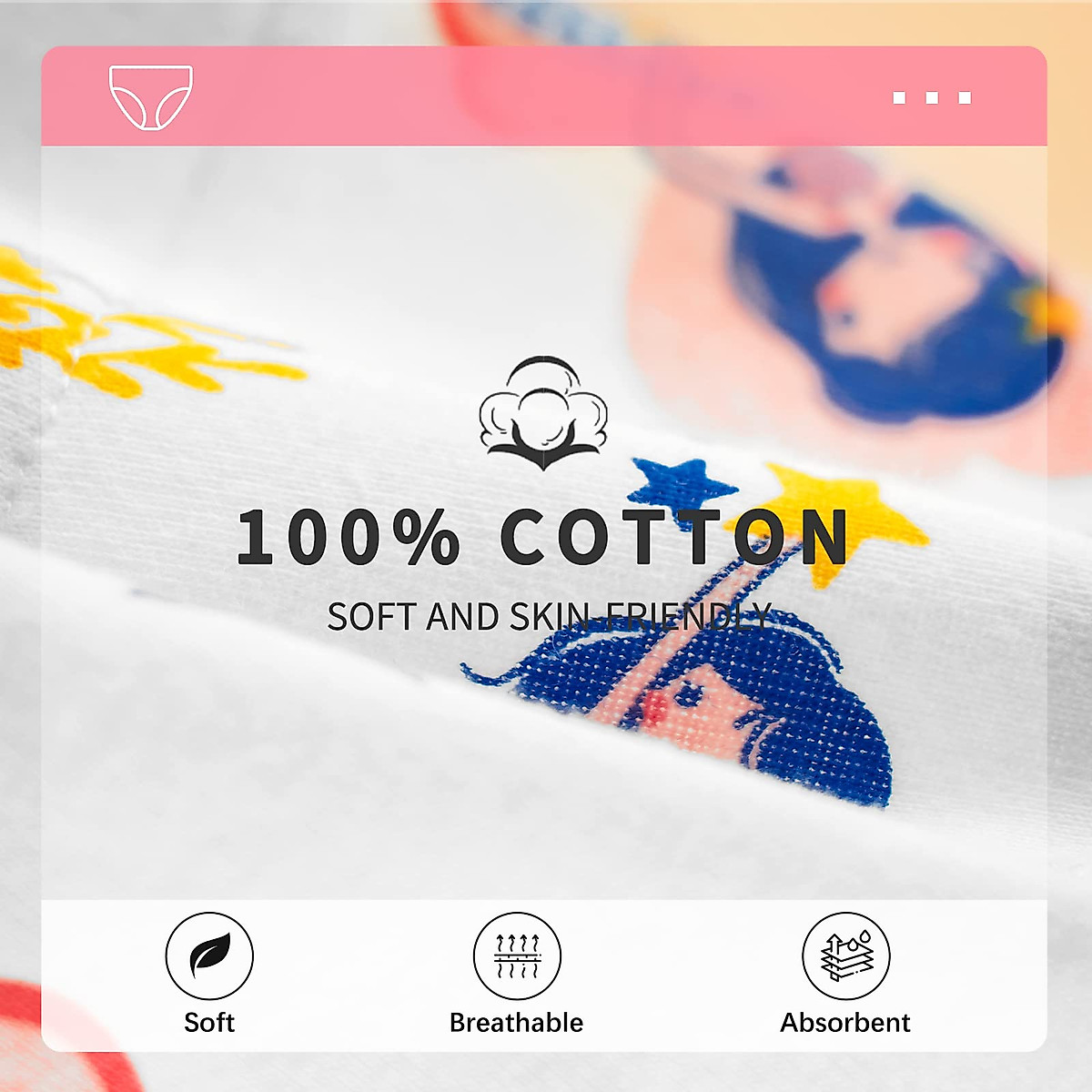 SYNPOS Reusable Baby Boys Girls Potty Training Pants 4 Pack Waterproof Breathable Underpants Cotton Soft Absorbent Training Underwear for Toddler Boys Girls 2T 3T 4T 5T