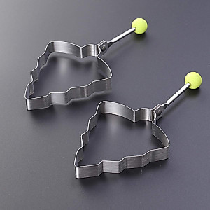 DOITOOL 2 Pcs Stainless Steel Omelette Egg Frying Mold Fried Egg Shaper Pancake Mould DIY Kitchen Cooking Tools (Christmas Tree) Christmas Supplies