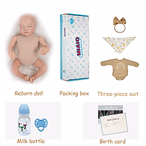 MYREBABY Lifelike Reborn Baby Doll,17 Inch Realistic Reborn Baby Doll,Newborn Baby Dolls Soft Full Vinyl Body Poseable Real Life Baby Dolls with Feeding Kit Gift Box for Kids Age 3+