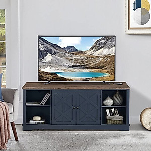 Overstock 70-inch Rustic TV Stand - Natural Wood Finish Blue - Urban, Modern & Contemporary Entertainment Center for Living Room - 80" TVs