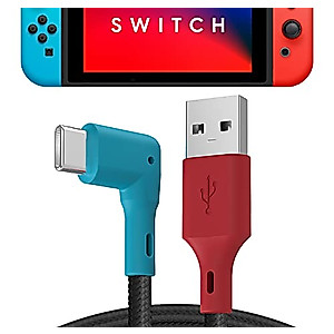 TALK WORKS USB-C Cable - Right Angle, 10 ft. - Fast Charging Cable Compatible with Nintendo Switch, Switch Lite, and OLED - Angled Long Cable for Comfortable Mobile Gaming