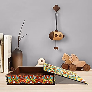 5D Diamond Painting Wooden Storage Box Rectangular Retro Desktop Decor Jewelry Storage Box Drill Wood Organizer for Home Office Storage Christmas Gift