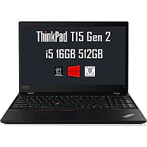 Lenovo ThinkPad T15 15.6" FHD (1920x1080) Business Laptop (Intel Quad-Core i5-1135G7(Beats i7-10510U), 16GB RAM, 512GB PCIe SSD) Backlit Keyboard, 2 x Thunderbolt 4, Webcam, Win 10 Pro / 11 Pro
