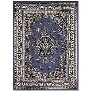 Home Dynamix Premium Sakarya Traditional Medallion Border Area Rug, Country Blue, 5'2"x7'4" Rectangle