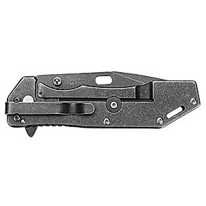 Kershaw Lifter (1302BW); Tactical Tanto Pocket Knife with 3.5 Inch 4Cr14 Steel Blackwashed Blade with Stainless Steel Blackwash Handle, SpeedSafe Assisted Opening and Deep-Carry Pocketclip; 3.2 OZ.