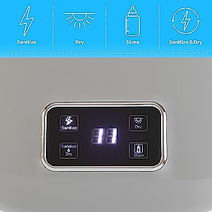 EVLA’S Baby Bottle Sanitizer & Dryer, UV Light Sanitizer Box for Baby Feeding Bottles, Pacifiers, Toys for Baby, Sanitizes in Minutes, Touch Screen Control (Gray)