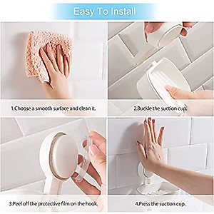 Uten Shower Caddy without Drilling & Soap Dish Suction Cup & Toothbrush Holder, 3-in-1 Bathroom Shelves Set Made of Plastic, Reusable for Kitchen, Bathroom, Living Room, White