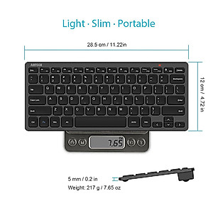 Arteck 2.4G Wireless Keyboard Ultra Slim and Compact Keyboard with Media Hotkeys for Computer Desktop PC Laptop Surface Smart TV and Windows 11/10/8/7, Black