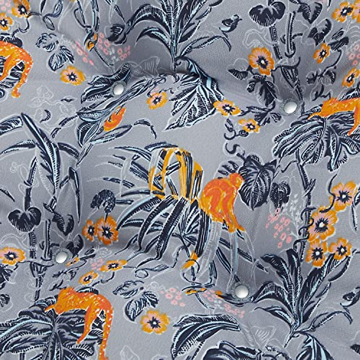 Vera Bradley by Classic Accessories Polyester Water-Resistant Patio Chair Cushion, 21 x 19 x 22.5 x 5 Inch, Rain Forest Toile Gray/Gold, Seat Back Cushion