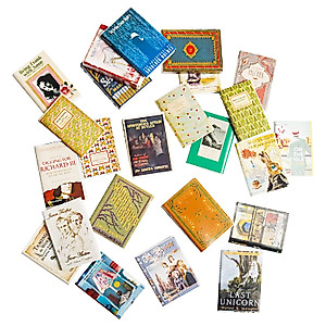 X Hot Popcorn Miniatures Dollhouse Books, 1:12 Scale Mini Books Library Bookshelf Fillers Mini House Accessories Wooden Mini Books Model Decoration for Doll House Decor 25PCS