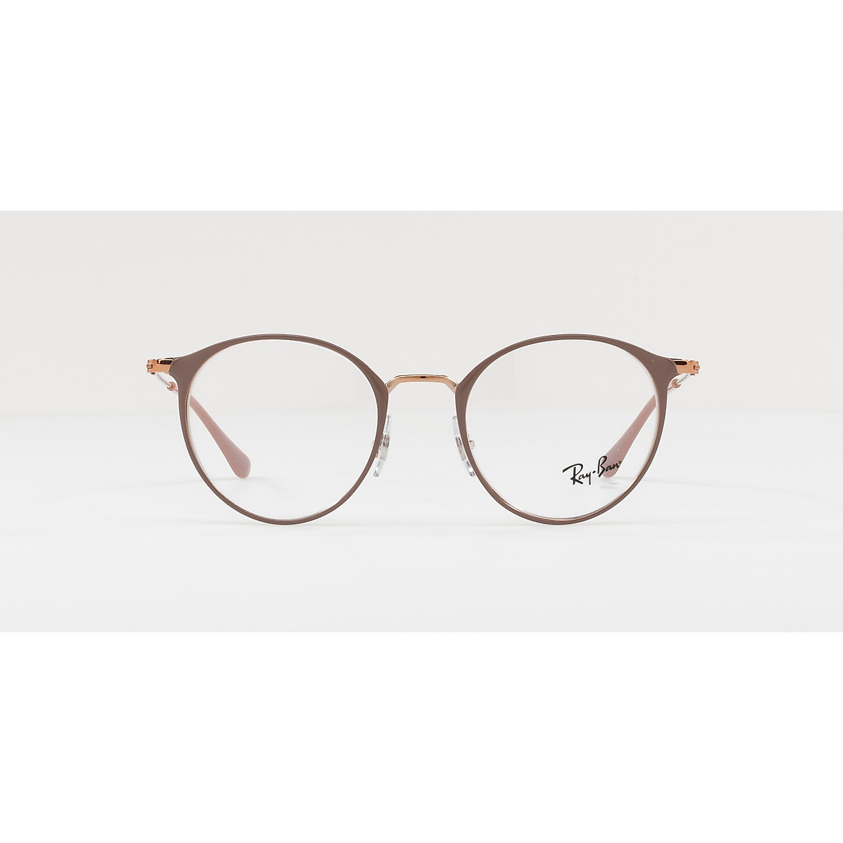 Ray-Ban Rx6378 Round Prescription Eyeglass Frames, Brown on Arista/Demo Lens, 49 mm