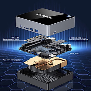 GMKtec Mini PC,Intel Nuc i5-1135G7 4-Core(up to 4.2GHz) Mini Computers,16GB RAM 512GB NVME SSD, Windows 11 Pro Desktop Computers with WiFi6, BT5.2, Triple HD 4K Thunderbolt4 8K Display, USB 3.2