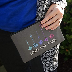 Choose Your Weapon Dungeon RPG Dice Pencil Pen Organizer Zipper Pouch Case