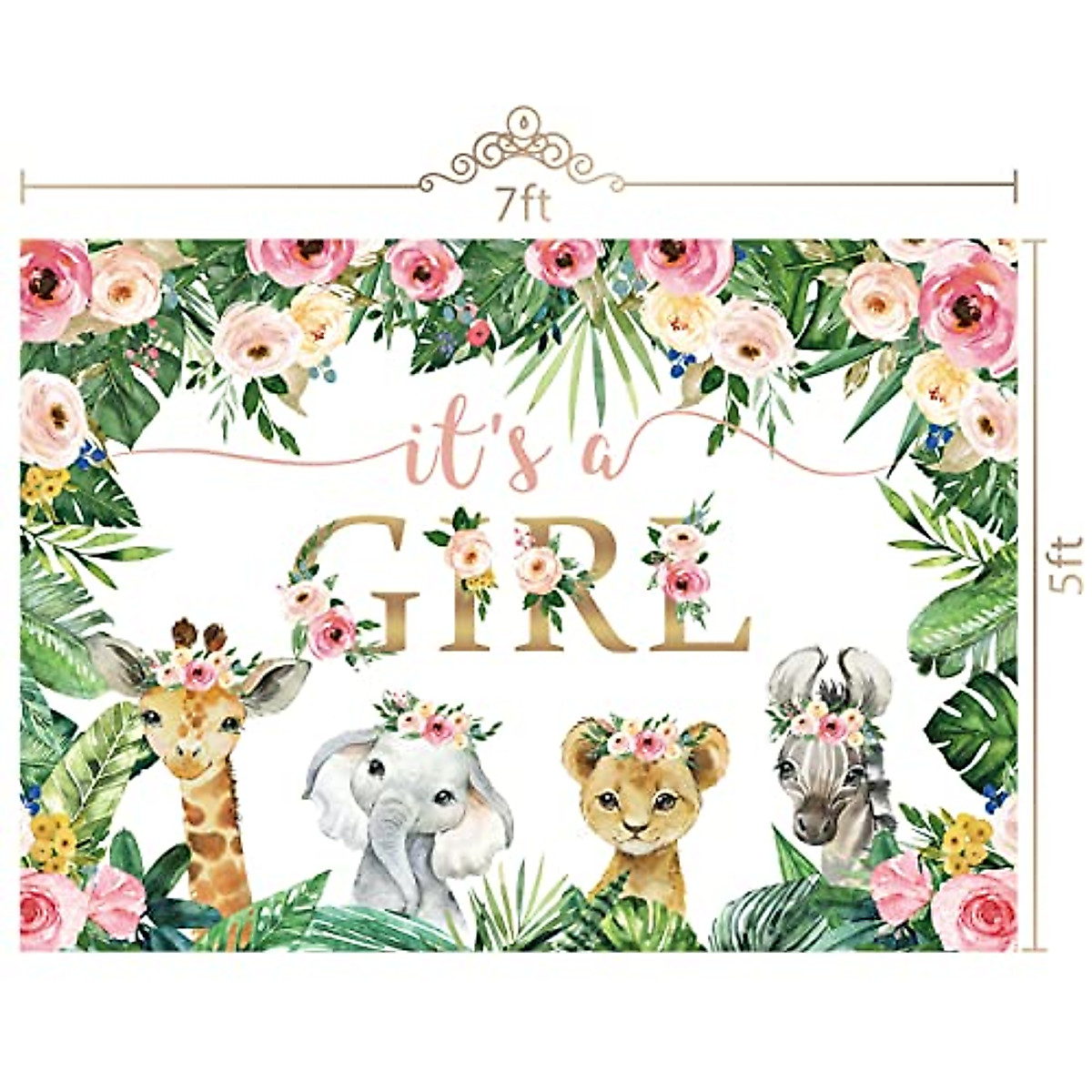 Maijoeyy 7x5ft Safari Baby Shower Decorations for Girl Baby Shower Party It’s a Girl Baby Shower Backdrop Safari Animals Girl Baby Shower Backdrop for Photography