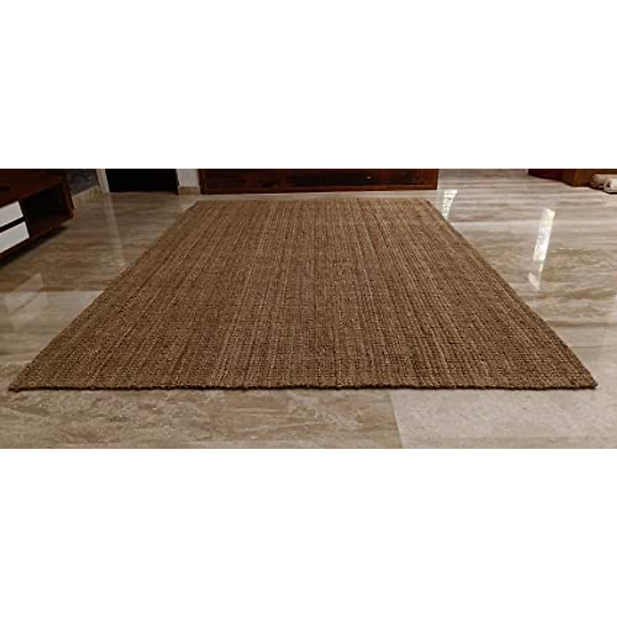Natural Jute Boucle 6'x9' Doormat 6ft x 9ft 6x9, Hand Woven & Reversible for Living Room Kitchen Entryway Rug, Jute Burlap Braided Rag Rug, Farmhouse Rag Rug, Rustic Rug, Natural Look Rug
