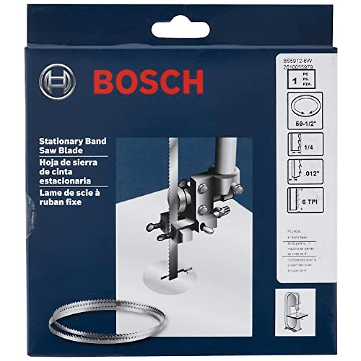 BOSCH BS5912-6W 59-1/2-Inch X 1/4-Inch X 6-Tpi General Purpose Stationary Band Saw Blade