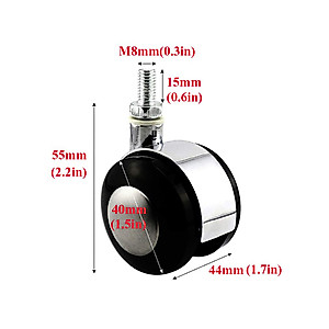 4X Caster Wheels,Alloy Material Swivel Caster Wheels,Furniture Casters1.5"/2"Replacement Casters,Threaded Rod M8*15mm,with Mounting Screw Wrench
