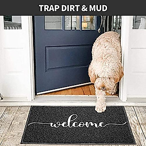 Downshifting Door Mat (30"x17",Black), Durable Welcome Mat Low Profile Floor Mat Non Slip Rugs, Indoor Outdoor Door Rug Easy to Clean Entry Rugs for Entryway Patio, High Traffic Areas