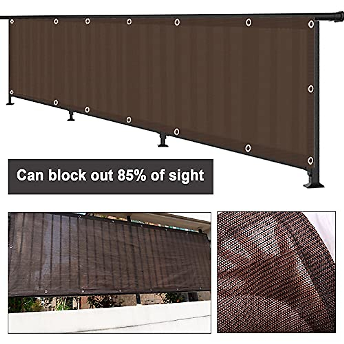 WUZMING Balcony Privacy Screen, Outdoor Yard Wall Fence Privacy Protection Net Weatherproof UV Protection, with Rope and Cable Ties (Color : Brown, Size : 70x460cm)