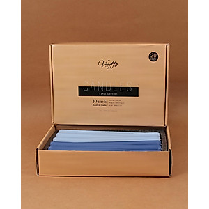 Viyffo 10 Inch Taper Candles Blue Set of 20 Unscented, Dripless, Smokeless Long Tall Tapered Candlesticks Wedding Home Decor Dinner-Natural Color Series